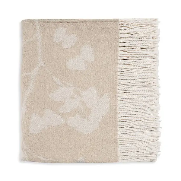 Michael Aram Butterfly Ginkgo Throw Blanket, 60 X 70 - Stone And White