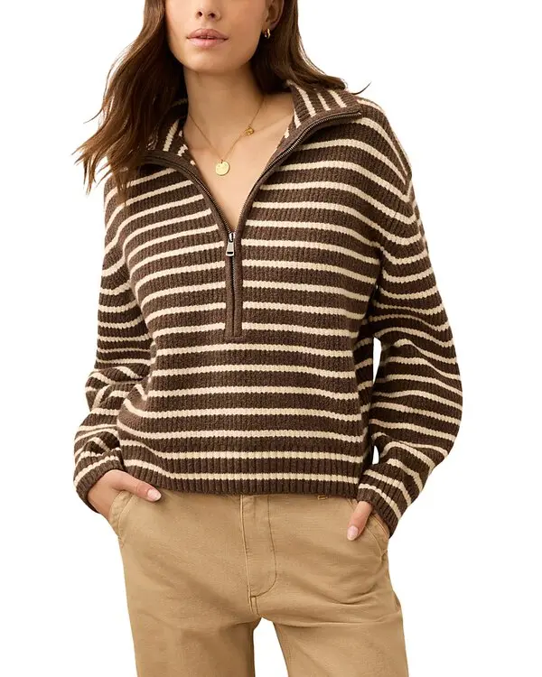 Faherty Brand Jackson Quarter Zip Striped Sweater