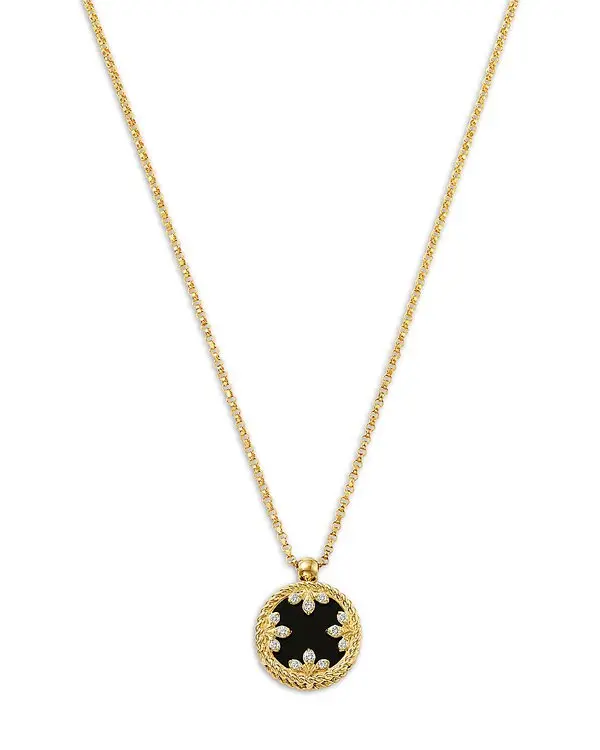 Roberto Coin 18k Yellow Venetian Medallion Pendant Necklace - Gold/black