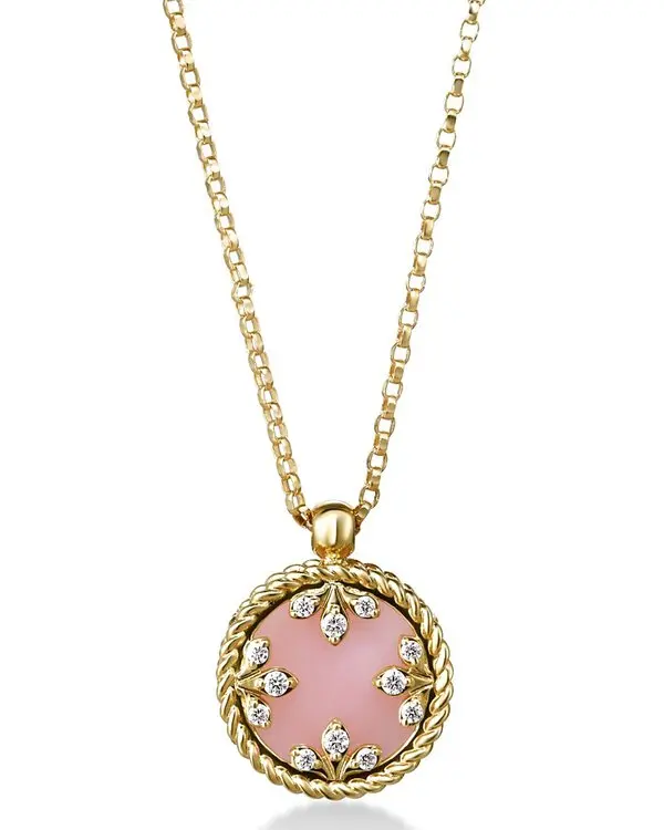 Roberto Coin 18k Yellow Black Jade & Diamond Medallion Pendant Necklace - Gold/pink