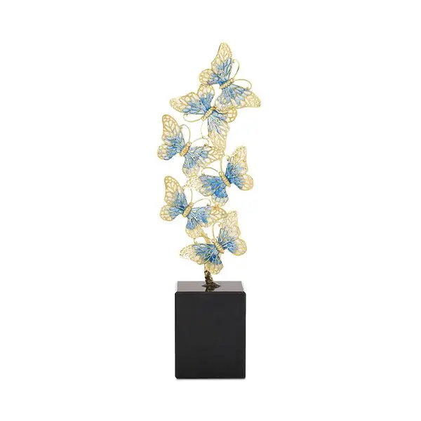 OLIVIA RIEGEL Blue Enamel Butterfly Sculpture - Gold