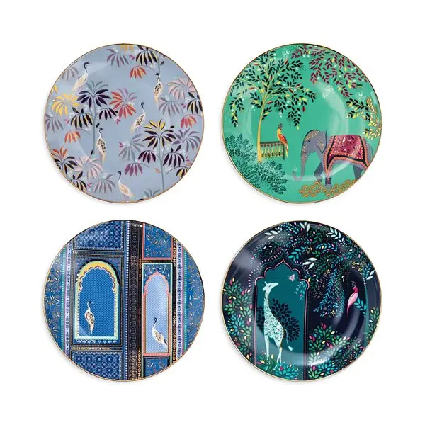 PORTMEIRION Sara Miller India Cake Plates, Set Of 4 - Multi
