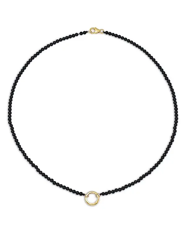 MOON & MEADOW 14k Yellow Gold Onyx Bead Charm Holder Necklace - Black/gold