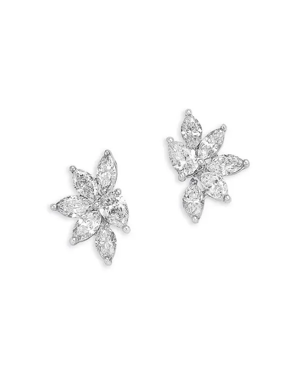 Bloomingdale'S Diamond Pear & Marquis Cluster Stud Earrings 0.61 Tcw - White Gold