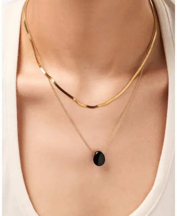 ANA LUISA Mini Pebble Onyx Pendant Necklace