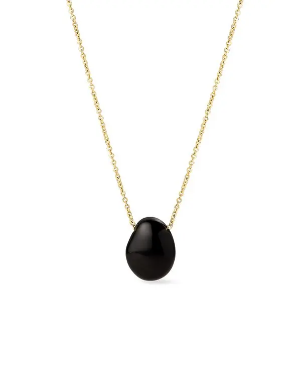 ANA LUISA Gold Pendant Pebble Mini Necklace - Black