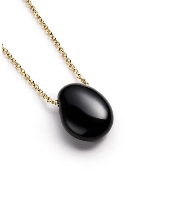 ANA LUISA Gold Pendant Pebble Mini Necklace - Black