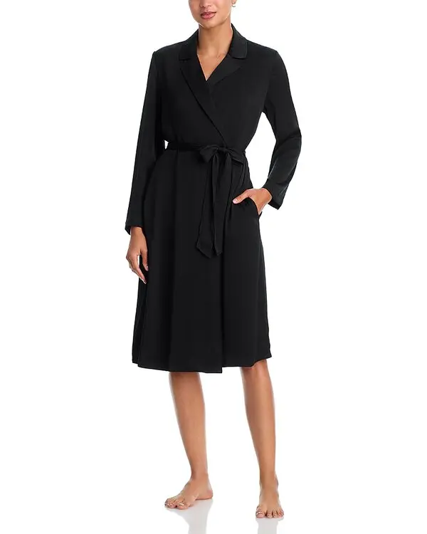 Barefoot Dreams Satin Notch Collar Robe - Black