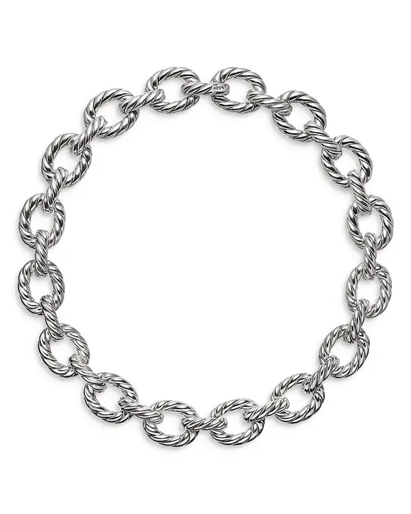 David Yurman Sculpted Cable Oval Link Necklace - Silver