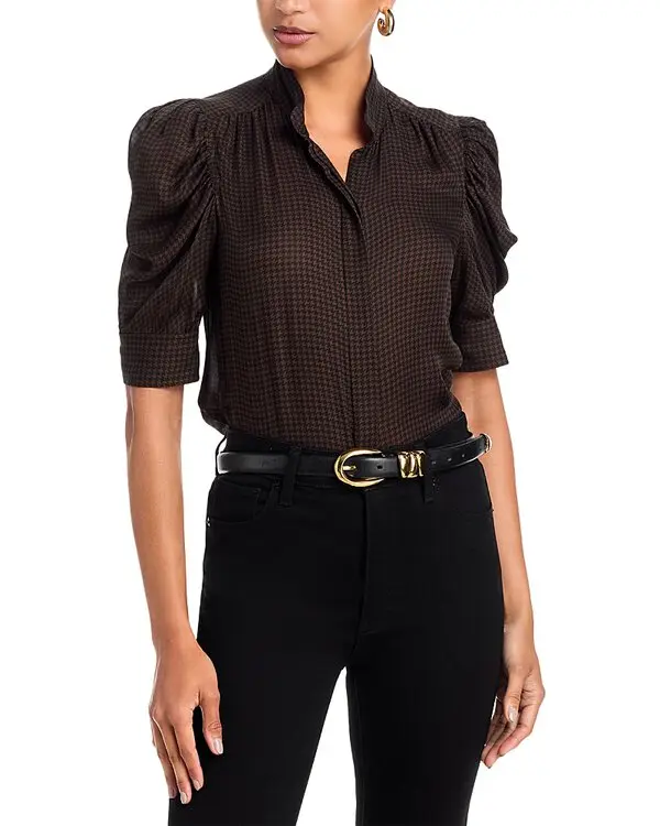 FRAME The Silk Houndstooth Gillian Top