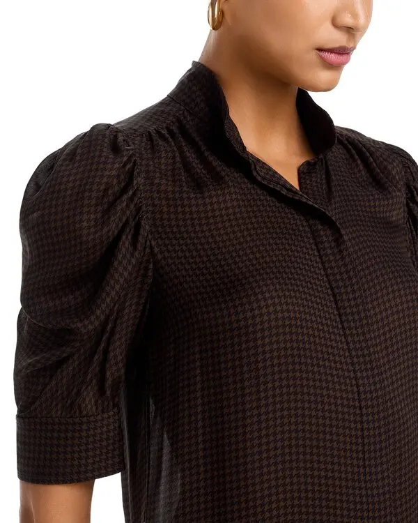 FRAME The Silk Houndstooth Gillian Top