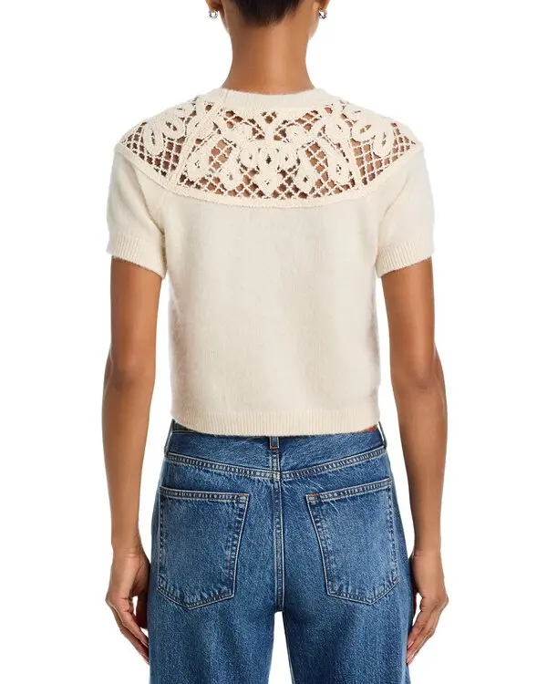 FRAME Cashmere Lace Gathered Sweater
