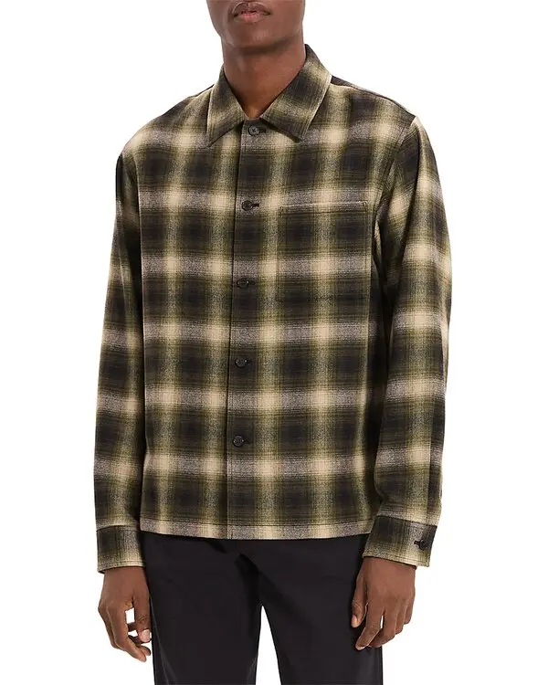 Theory Plaid Button Down Overshirt - Tarmac Multi