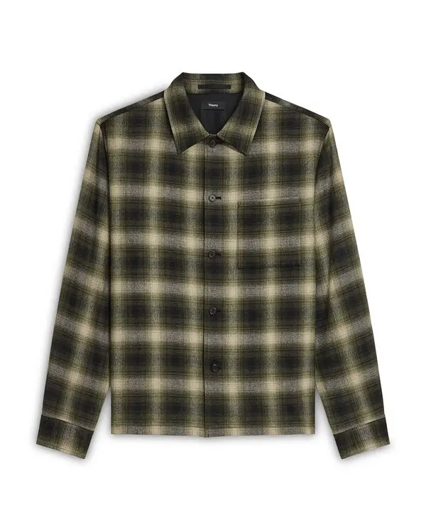 Theory Plaid Button Down Overshirt - Tarmac Multi
