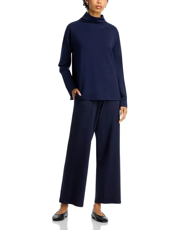 Eileen Fisher Brushed Terry Straight Pants - Ink
