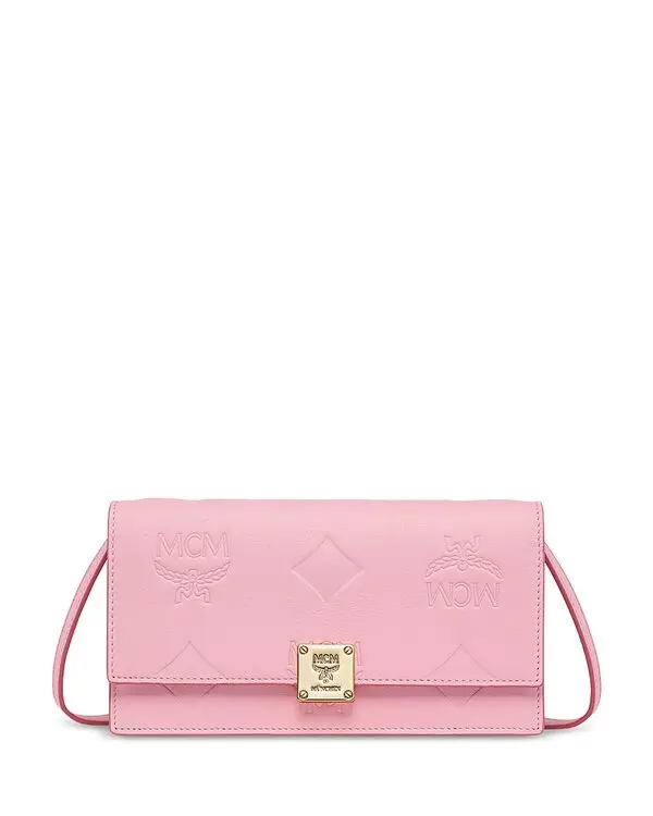 Mcm Aren Embossed Monogram Chain Wallet - Lotus Pink