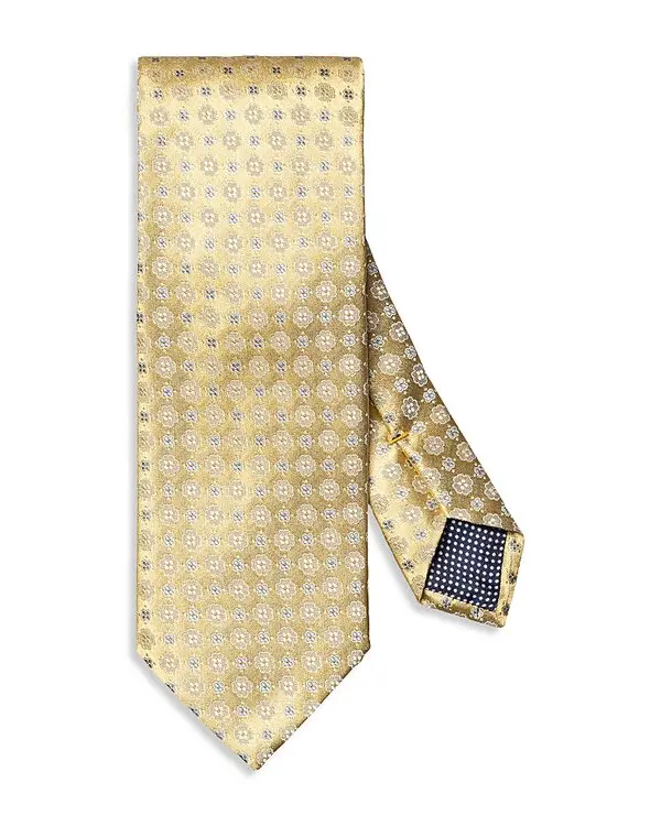 Eton Floral Printed Silk Neck Tie - Light Yellow