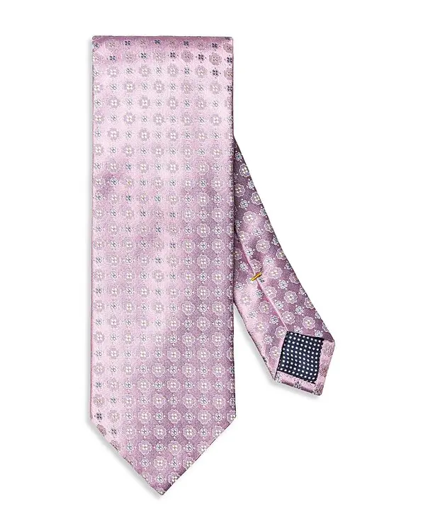 Eton Floral Printed Silk Neck Tie - Medium Pink