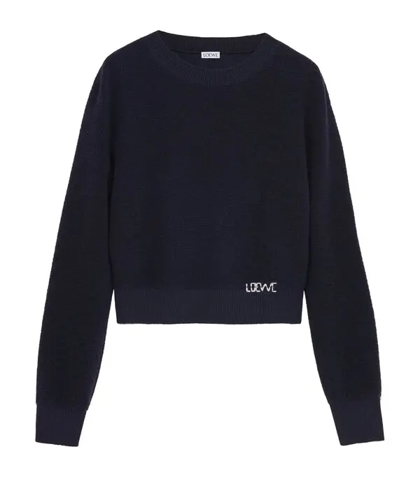 Loewe Wool-blend Embroidered Sweater - Navy