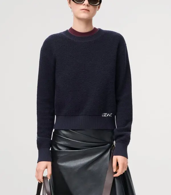 Loewe Wool-blend Embroidered Sweater - Navy