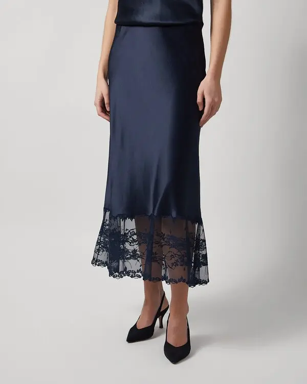 BY MALENE BIRGER Blake Maxi Skirt With Lace Trim - Night