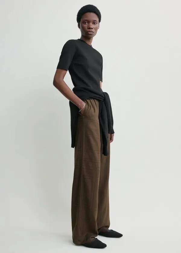 TOTEME Monogram Flannel Pajama Bottoms