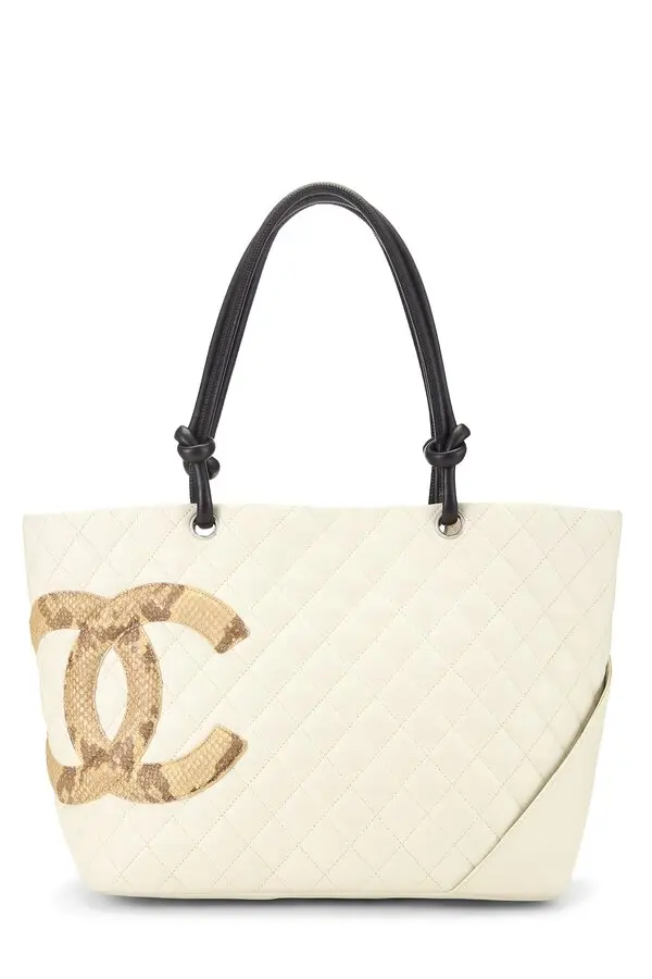 Chanel Calfskin Cambon Tote - White