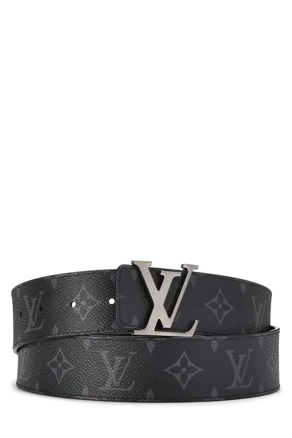 LOUIS VUITTON Monogram Eclipse Ceinture Initiales 100 - Black