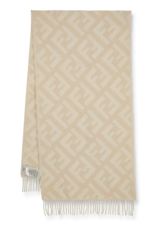 Fendi Cashmere Zucca Ff Scarf - White