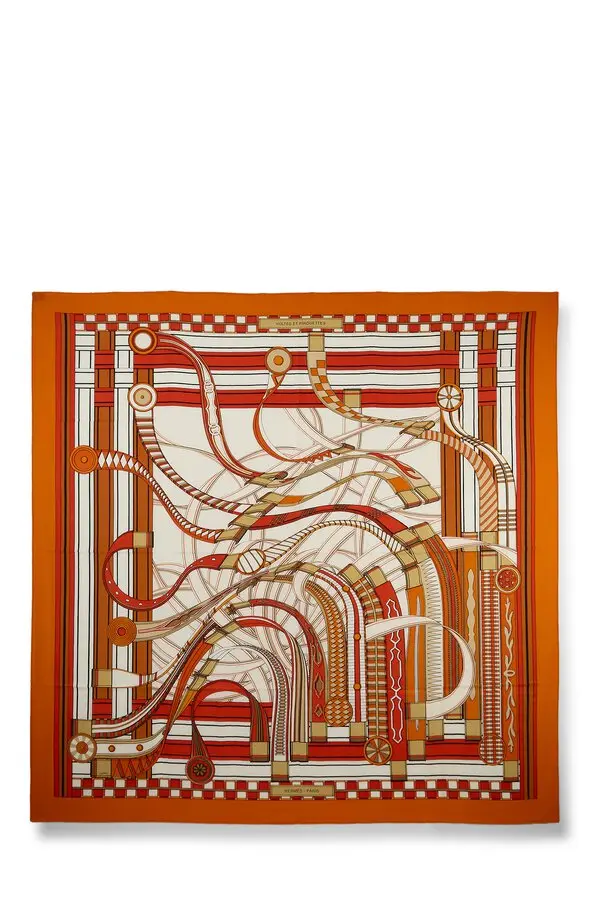 Hermès Multicolor 'voltes Et Pirouettes' Scarf 140 - Orange