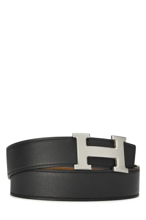 Hermès Swift Leather Reversible H Belt 80 - Black