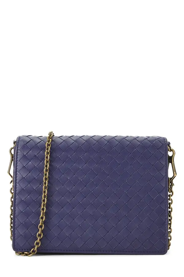 Bottega Veneta Intrecciato Wallet On Chain - Navy