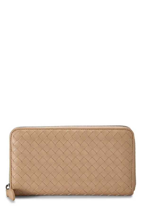 Bottega Veneta Intrecciato Zip Around Wallet - Beige