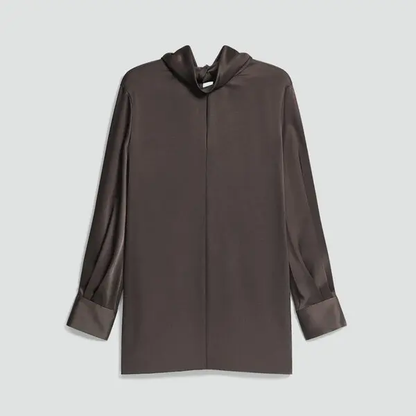 Theory Blouson Sleeve Satin Dress - Dark Graphite