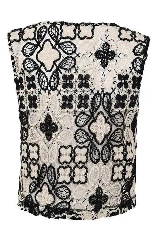 MAAJI Floral Knit Key Crochet Cover-up Vest