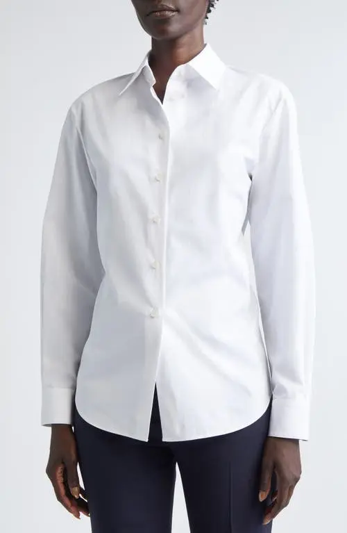 Lafayette 148 New York Fitted Cotton Poplin Shirt