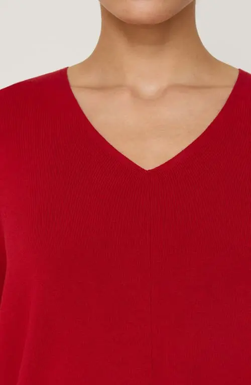 Lafayette 148 New York Rib Matte Crepe V-neck Sweater