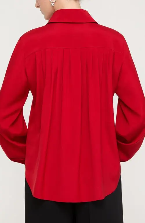 Lafayette 148 New York Stretch Silk Shirt With Hidden Placket