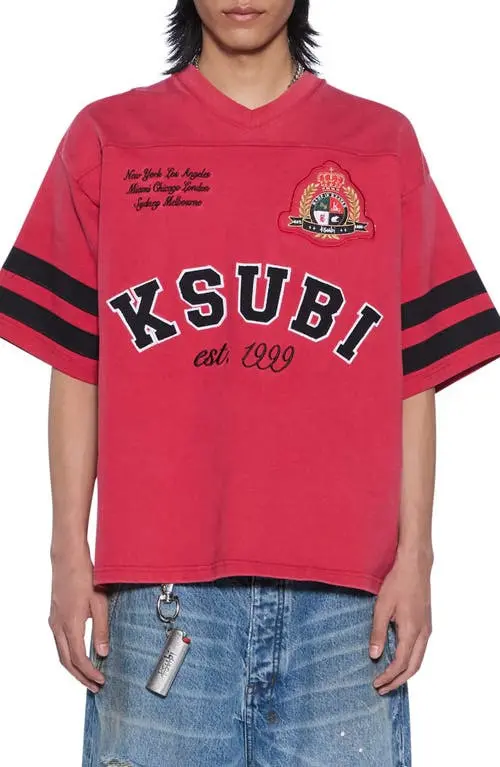Ksubi Duke Embroide Cotton Jersey V-neck T-shirt