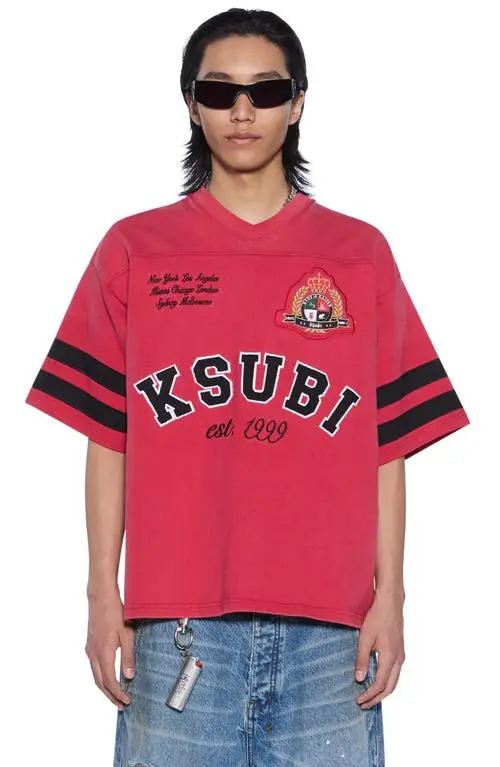 Ksubi Duke Embroide Cotton Jersey V-neck T-shirt