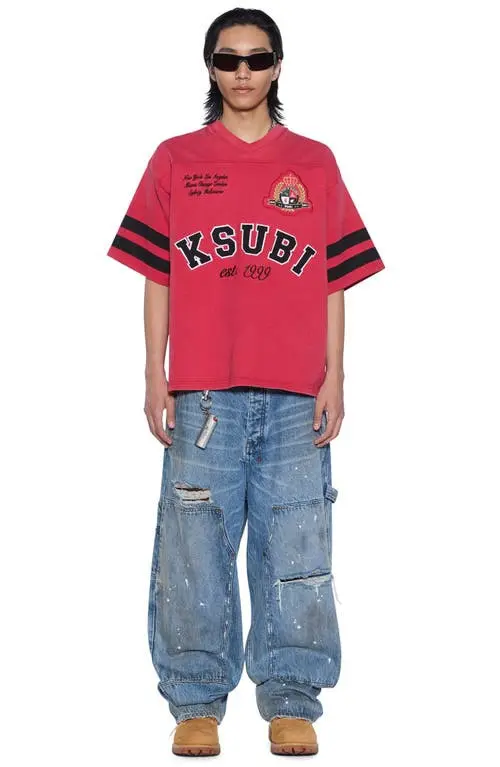 Ksubi Duke Embroide Cotton Jersey V-neck T-shirt