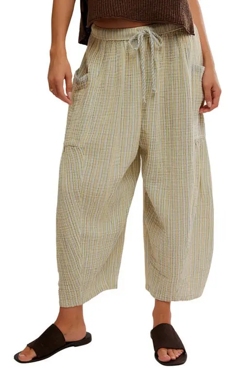 Free People Quin Stripe Cotton Drawstring Pants - Chamomile Combo