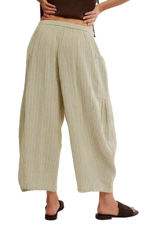 Free People Quin Stripe Cotton Drawstring Pants - Chamomile Combo