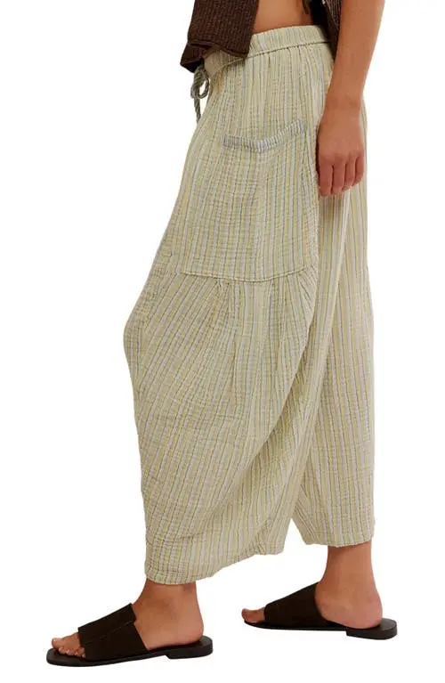 Free People Quin Stripe Cotton Drawstring Pants - Chamomile Combo