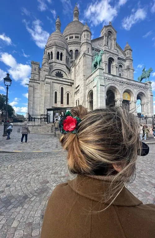 SOLAR ECLIPSE Hand-painted Poinsettia Claw Clip