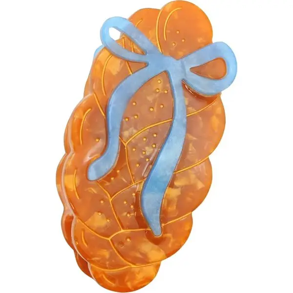 SOLAR ECLIPSE Hand-painted Bow Challah Claw Clip - Brown