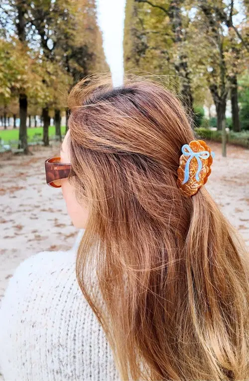 SOLAR ECLIPSE Hand-painted Bow Challah Claw Clip