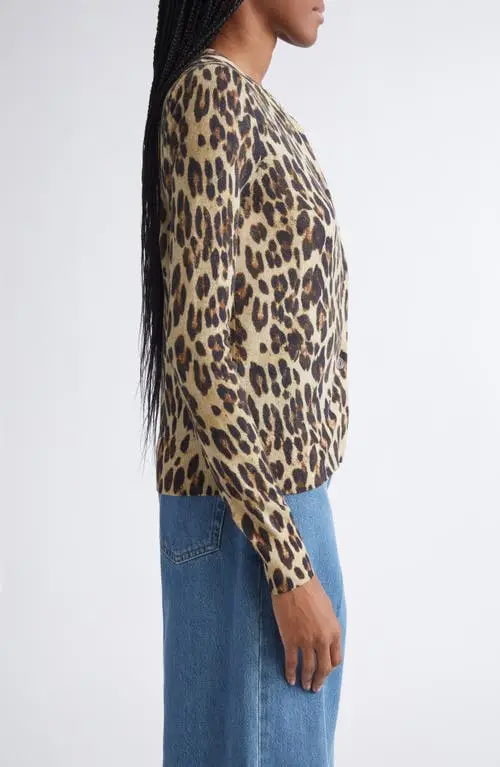 St. John Leopard Print Wool Cardigan