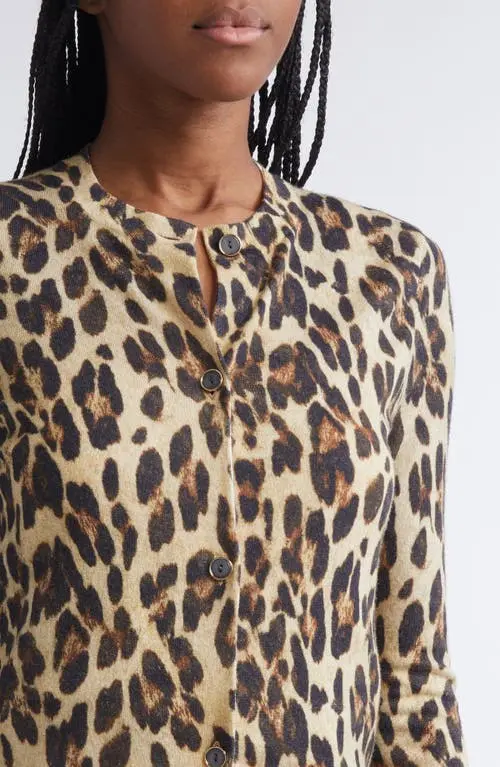 St. John Leopard Print Wool Cardigan