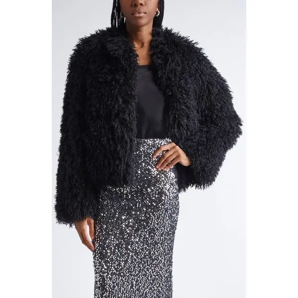 St. John Faux Fur Cropped Jacket